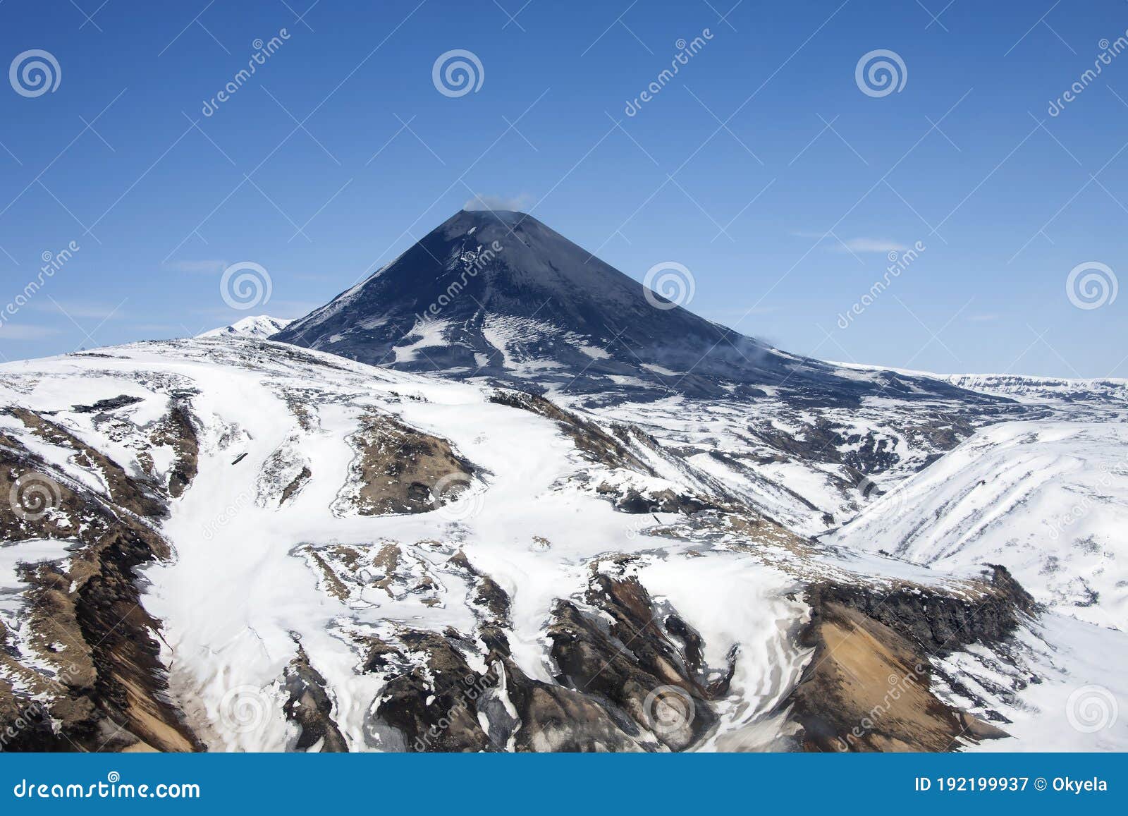 View of the Correct Cone of the Karymsky Volcano in the Spring after a ...
