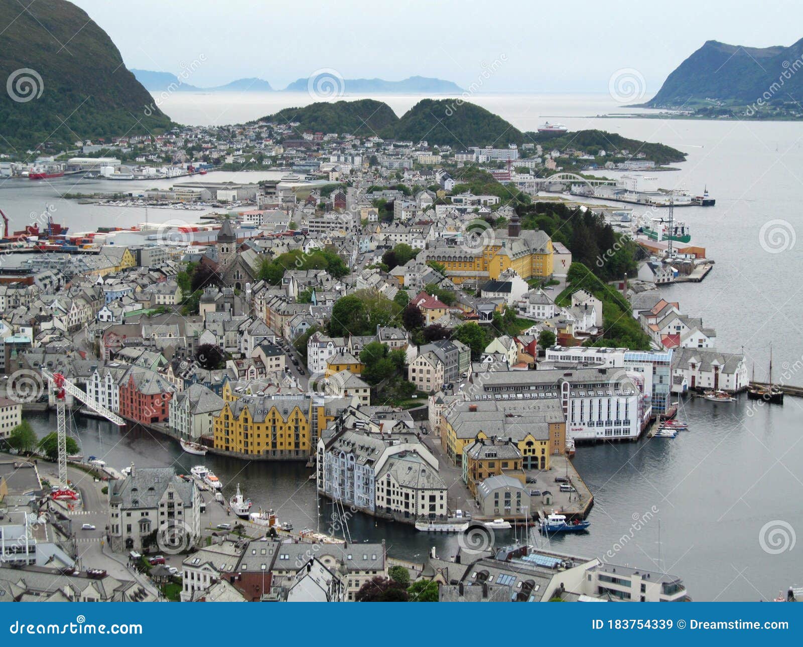 View on Alesund from the Mountain Editorial Stock Image - Image of view ...