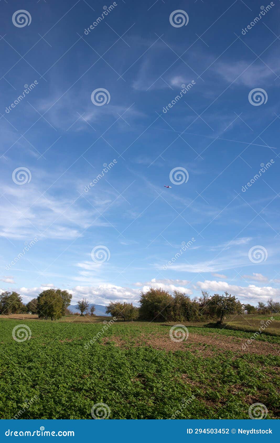 Country Landscape with a Beautiful Blue Sky Background Stock Photo ...