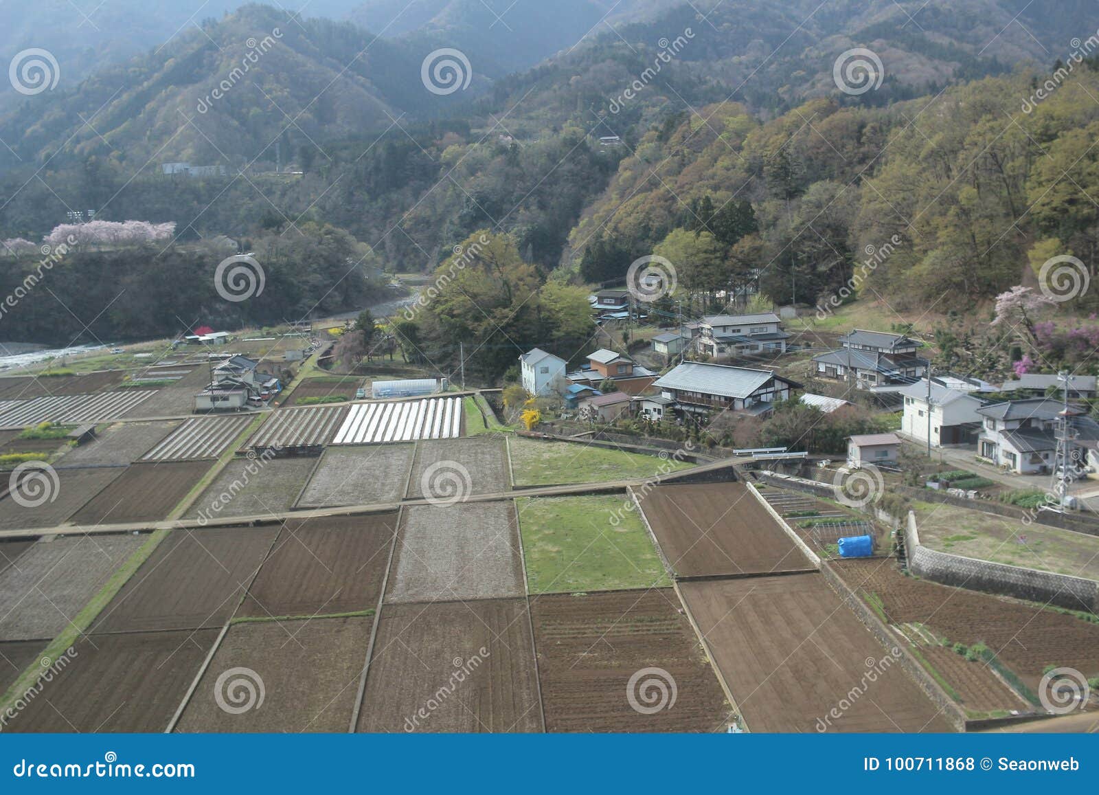View of Countryside Japan at Chuo Line Train Stock Photo - Image of ...