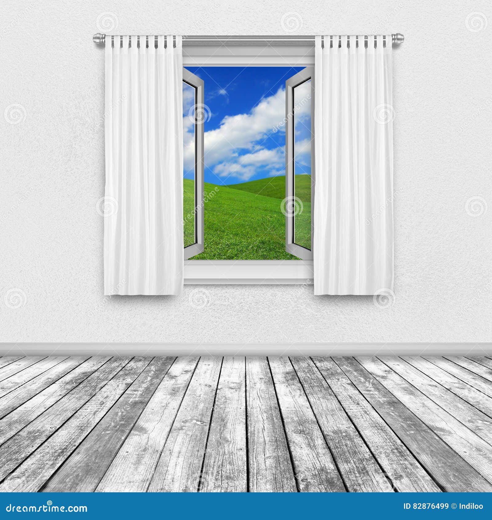 View of Countryside through Open Window Stock Image - Image of fields ...
