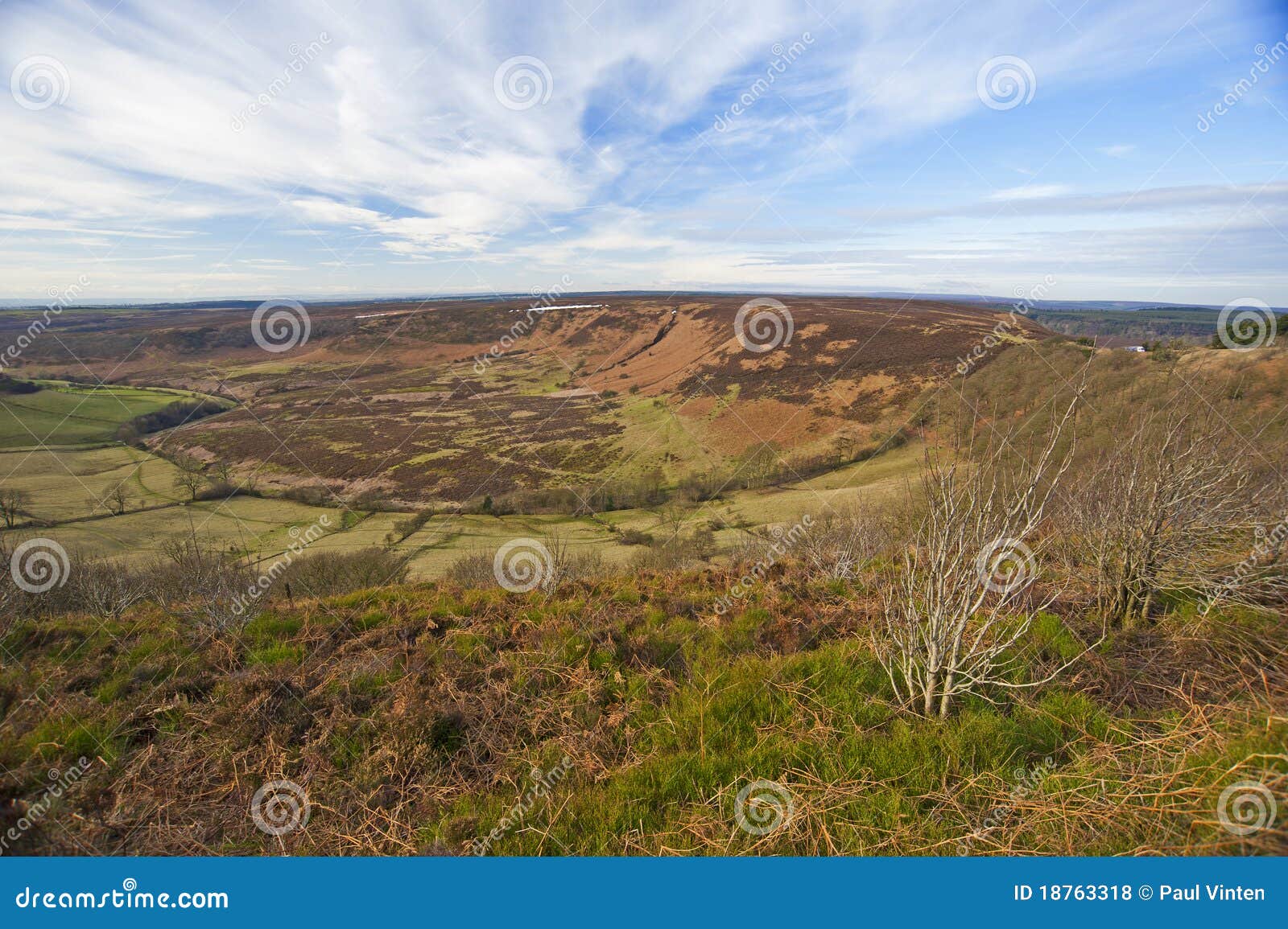 View of a Countryside Valley Stock Photo - Image of hillside, england ...