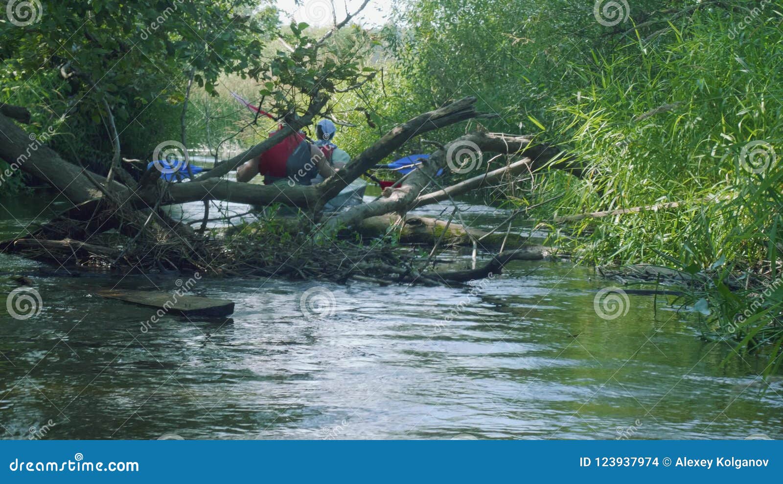 View of Couple in Canoe Drafting on River Vorya on Summer Day Stock ...