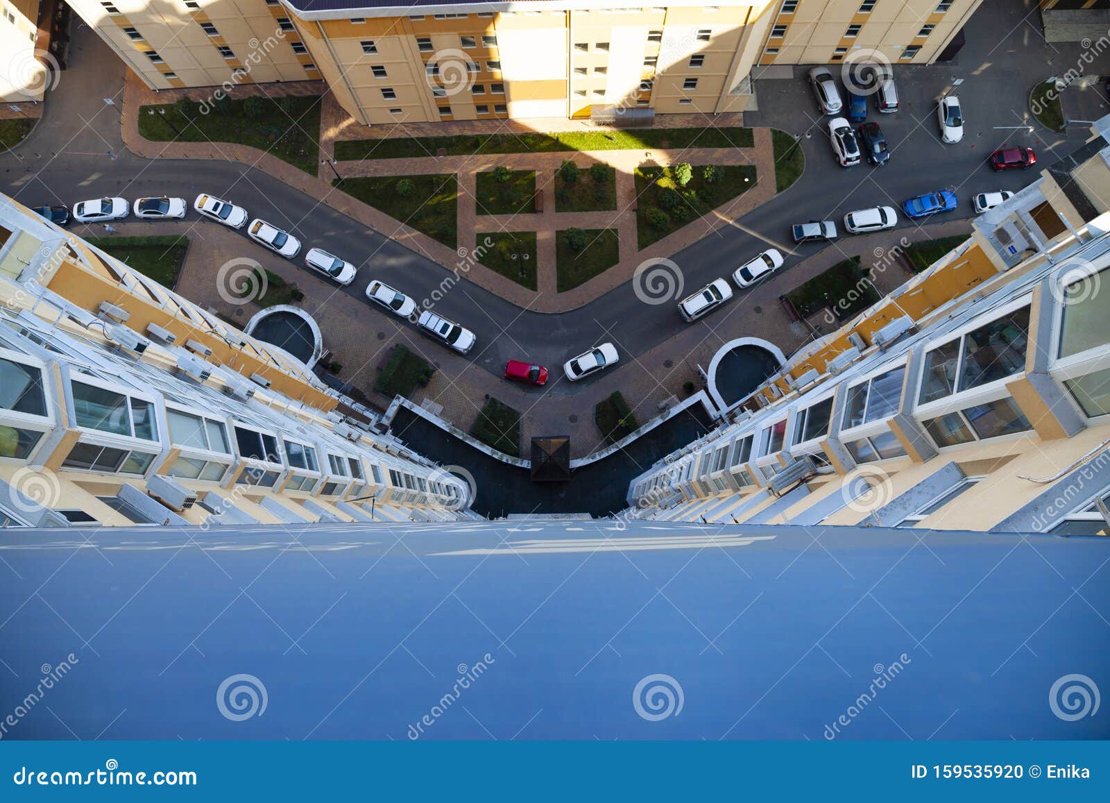 View of the Courtyard of a High-rise Building Stock Photo - Image of ...