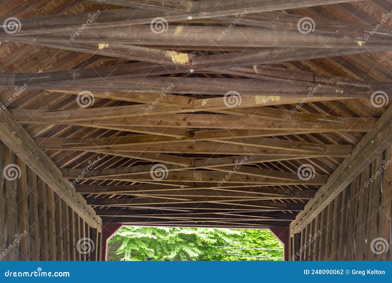 View of a Covered Bridge S Timber Frame Construction Stock Photo ...