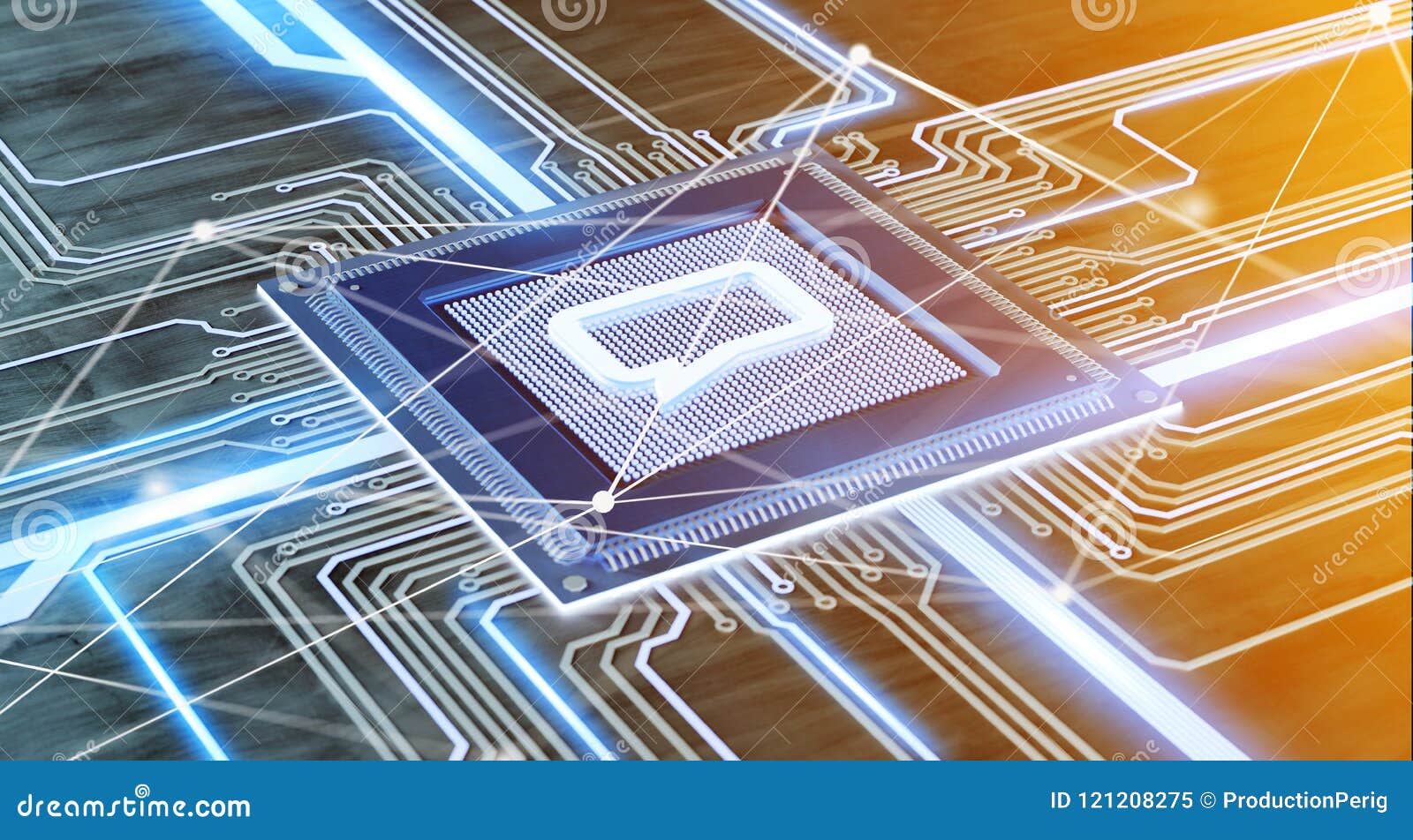 CPU Processor Chip with a Message and Network Connection on a Ci Stock ...