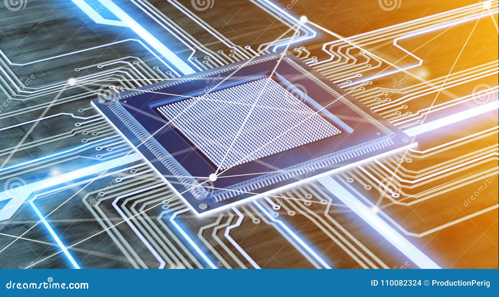 CPU Processor Chip and Network Connection on a Circuit Board - 3 Stock ...