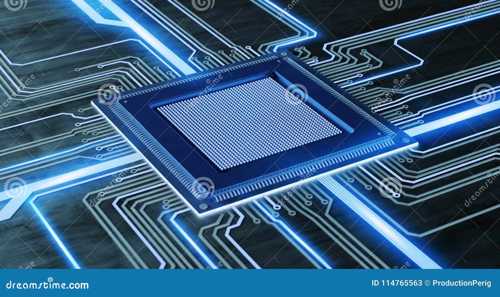 CPU Processor Chip and Network Connection on a Circuit Board - 3 Stock ...