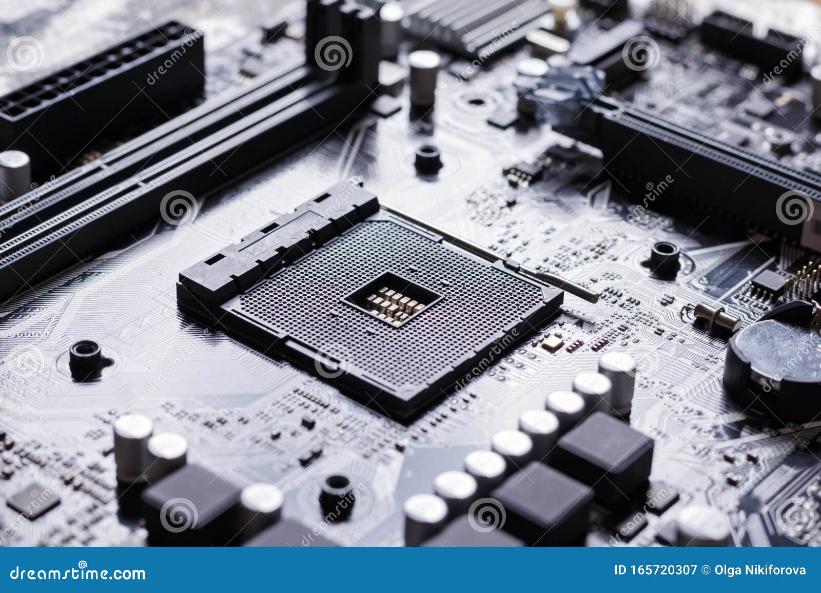 View of CPU Socket on PC Computer Motherboard Stock Image - Image of ...