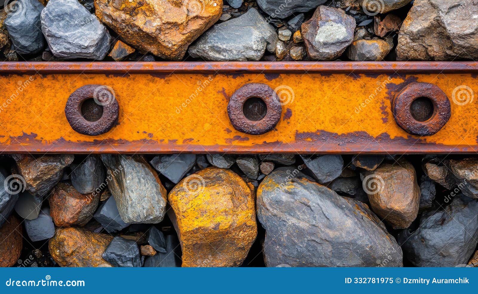 View of the Cross-section of a Rusty Railroad Rail in a Storage Yard ...
