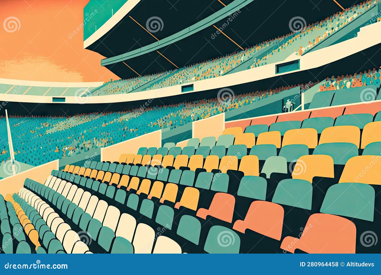 View of Crowded Stadium, with One Empty Seat on the Grandstand Stock ...