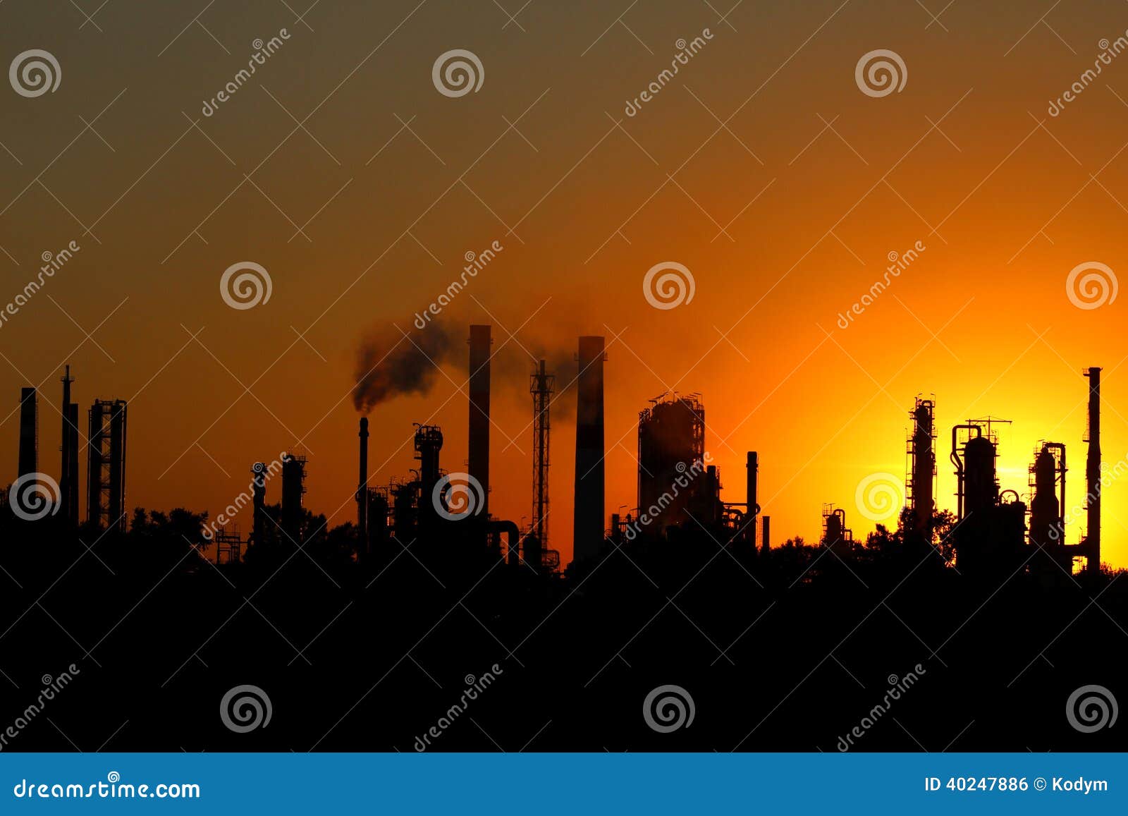 View of Crude Oil Refinery Factory during Sunset Stock Photo - Image of ...