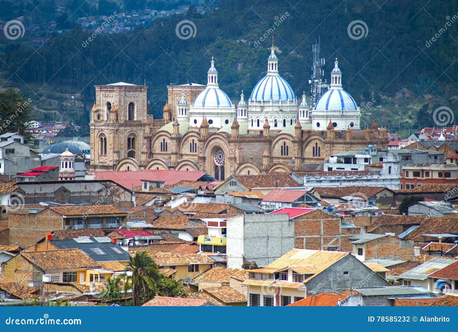 View of the Cuenca Cathedral Stock Photo - Image of building, mountains ...