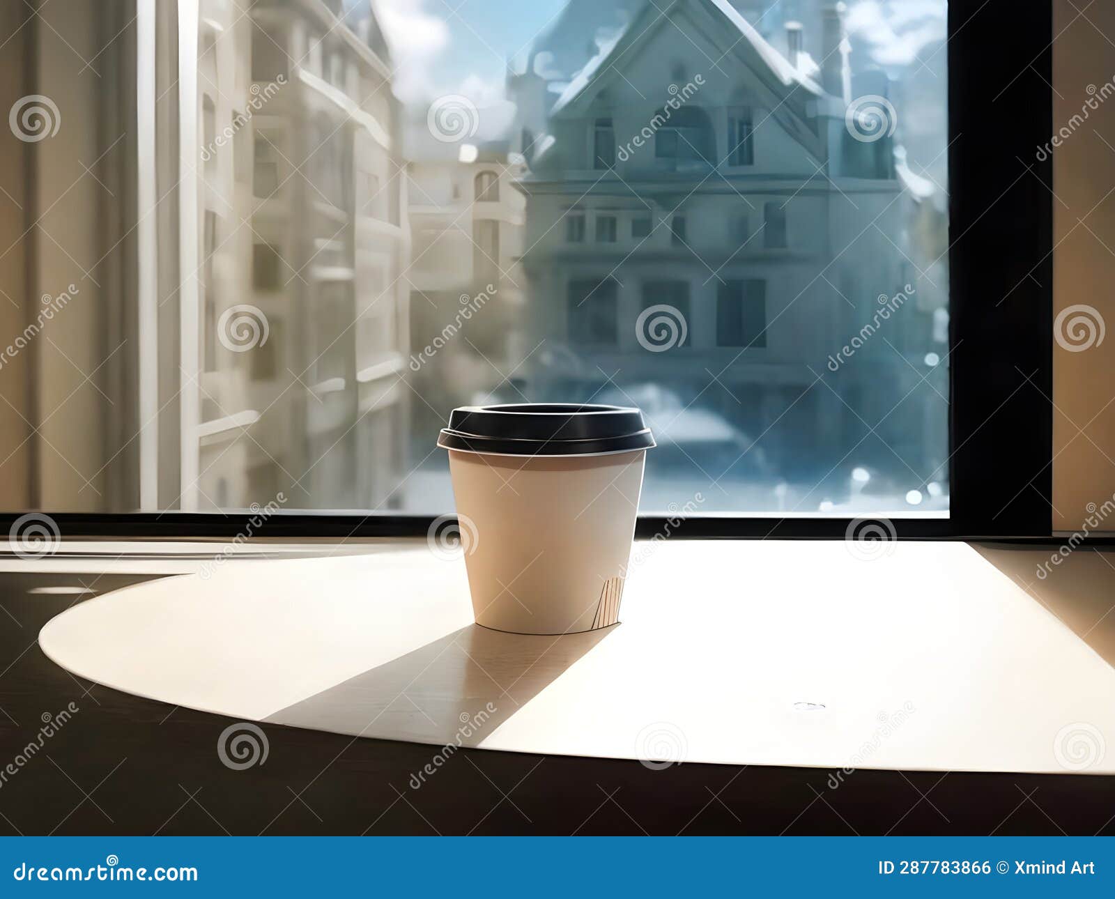View a Cup of Coffee with Window Background Ai Generated Stock ...