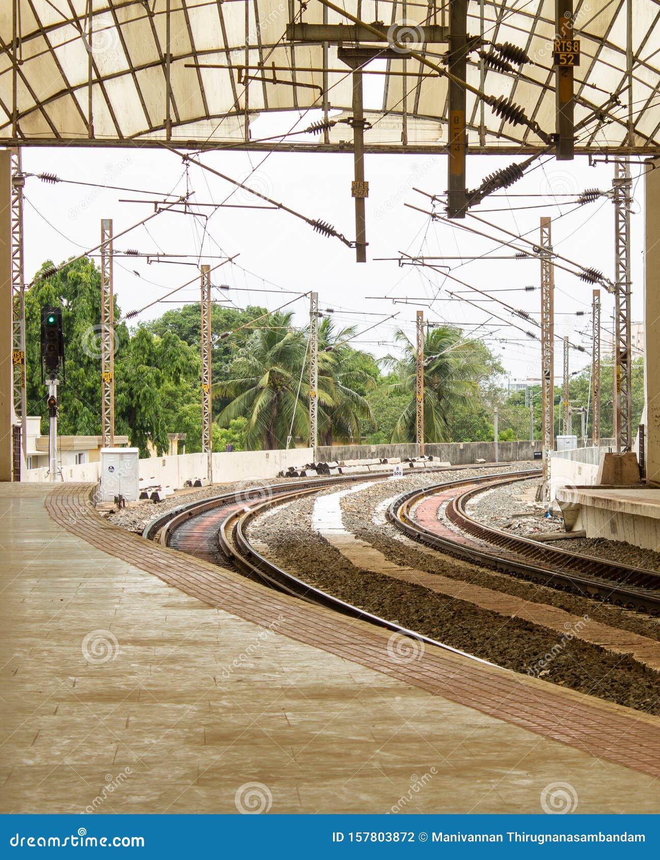 View of the Curve in Elevated Railway Tracks Stock Photo - Image of ...