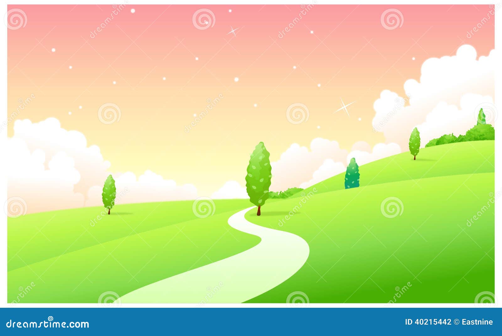 The View of Curved Path Over Green Stock Illustration - Illustration of ...