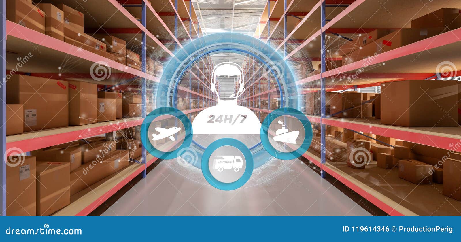Customer Service Concept on a Warehouse Background 3d Rendering Stock ...