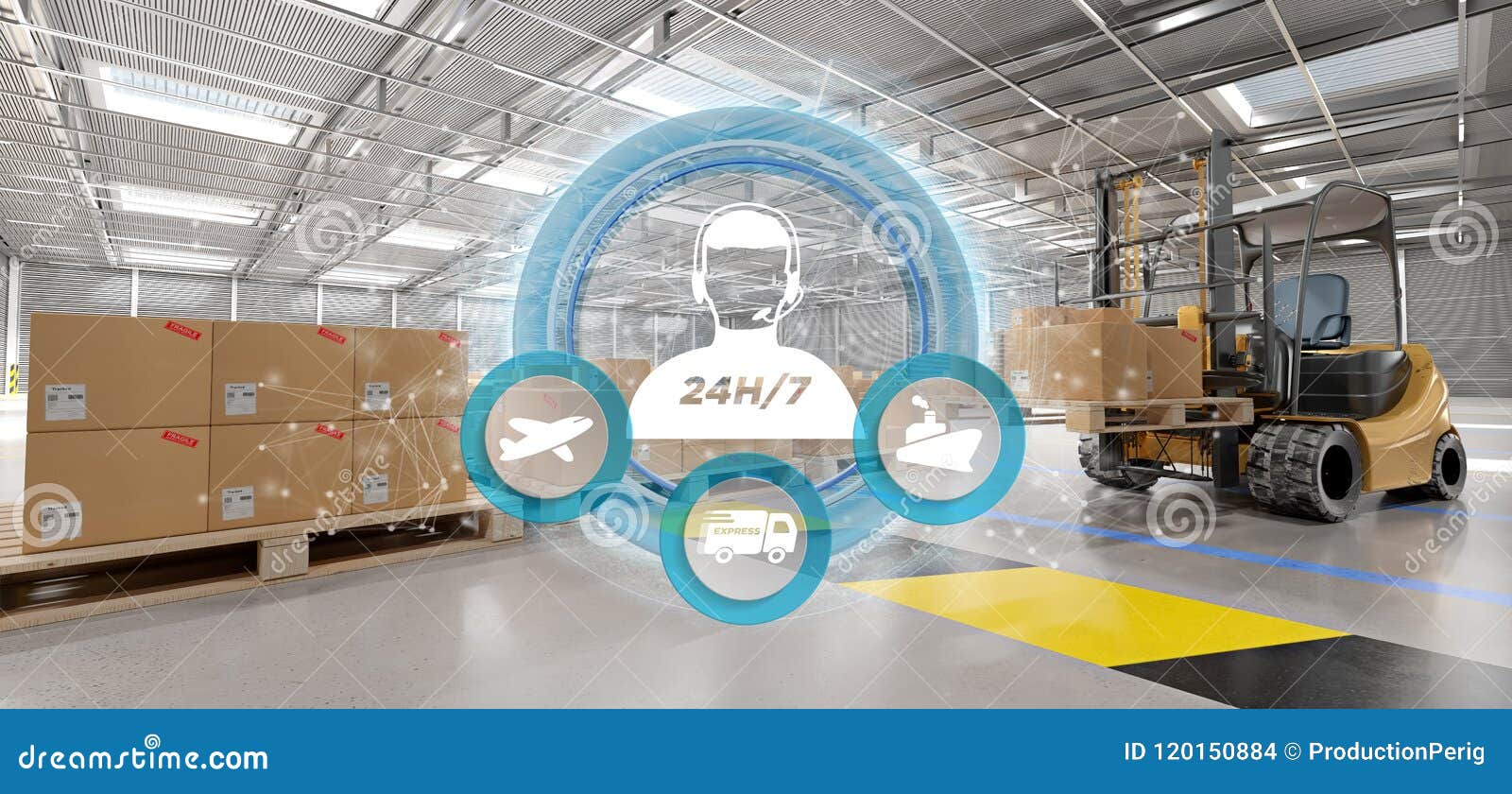 Customer Service Concept on a Warehouse Background 3d Rendering Stock ...