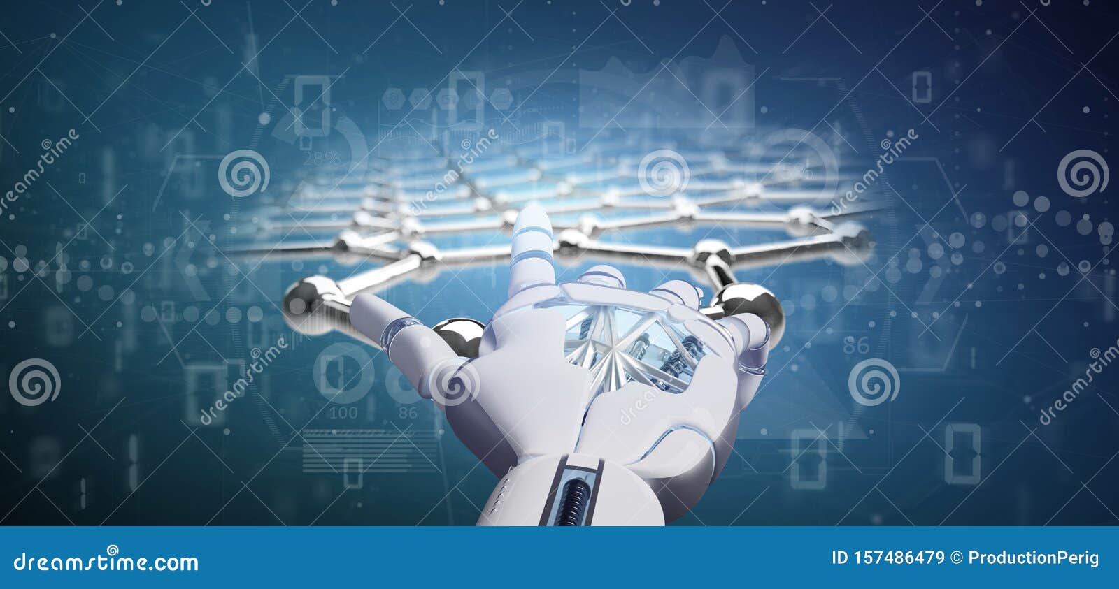 Cyborg Hand Holding a Graphene Structure - 3d Rendering Stock ...