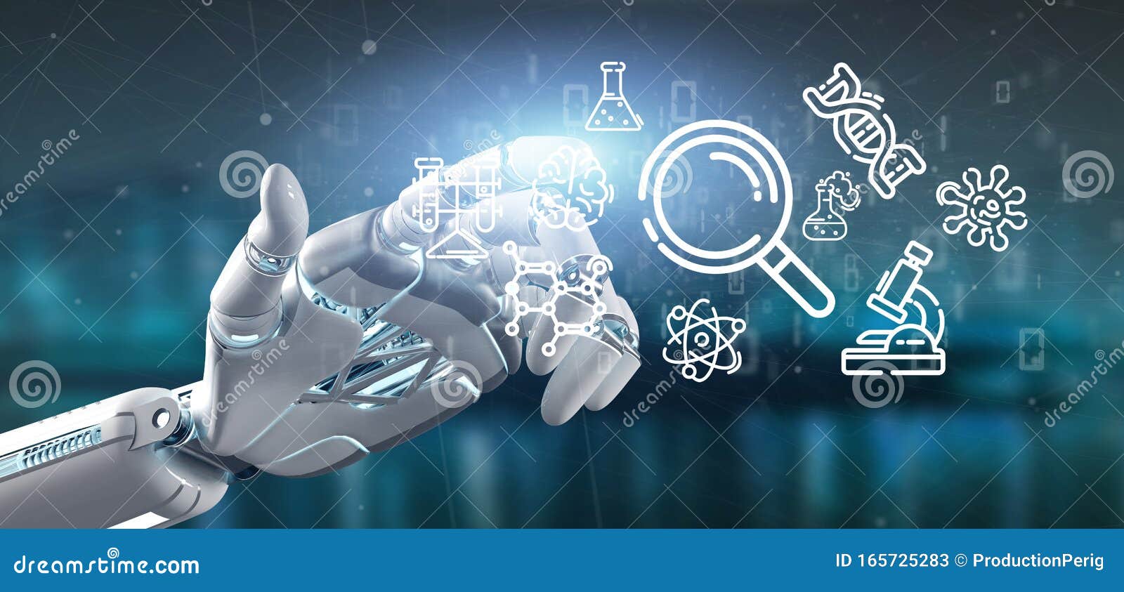 Cyborg Holding a Cloud of Science Icon Stock Illustration ...