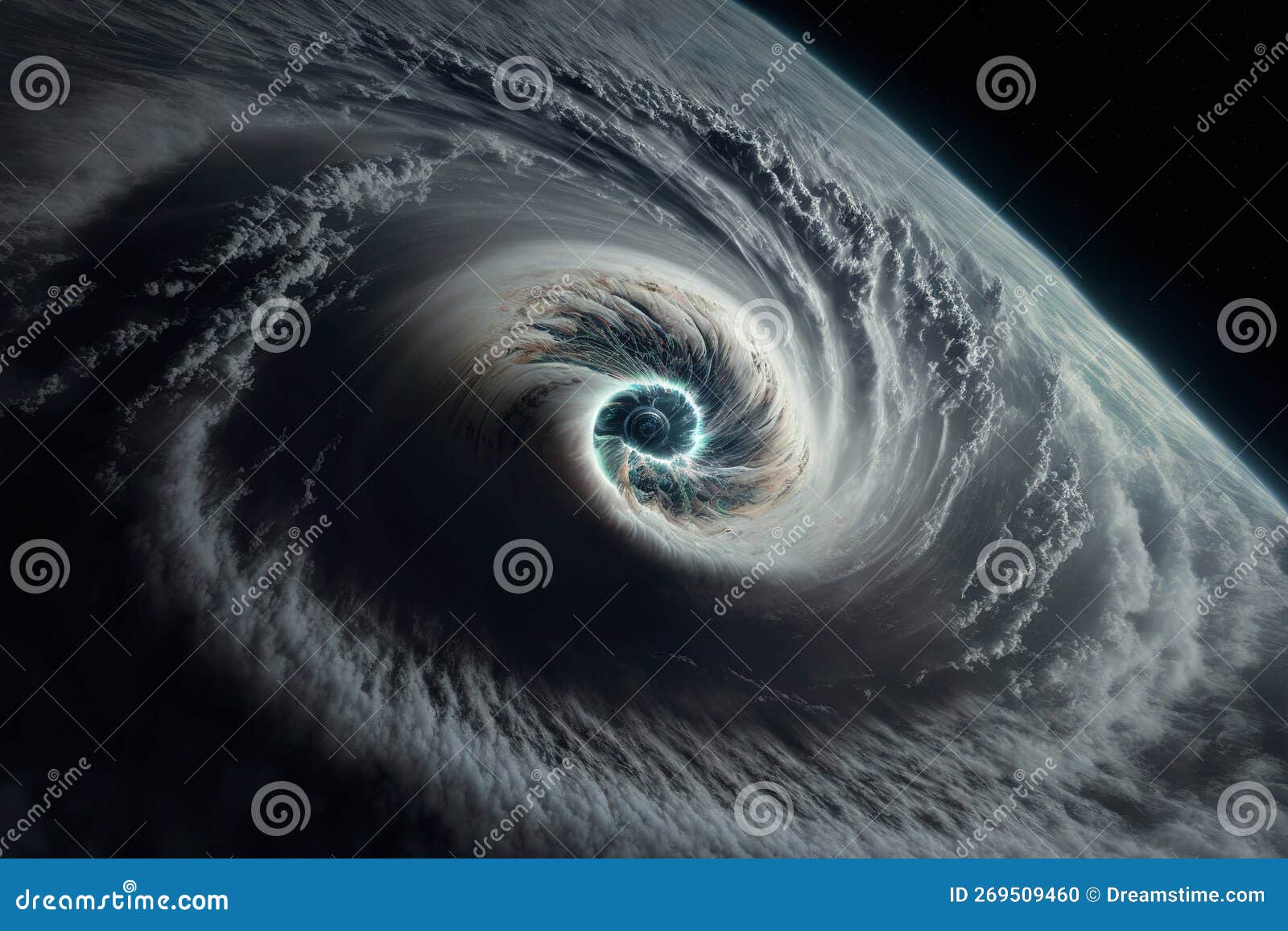 Giant Hurricane In The Atlantic Ocean On The Atlas Of The World With ...