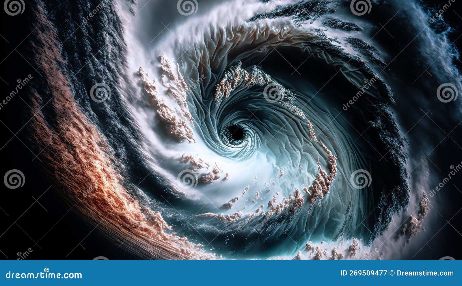 View of a Cyclone Eye from Space. Giant Hurricane Background Stock ...