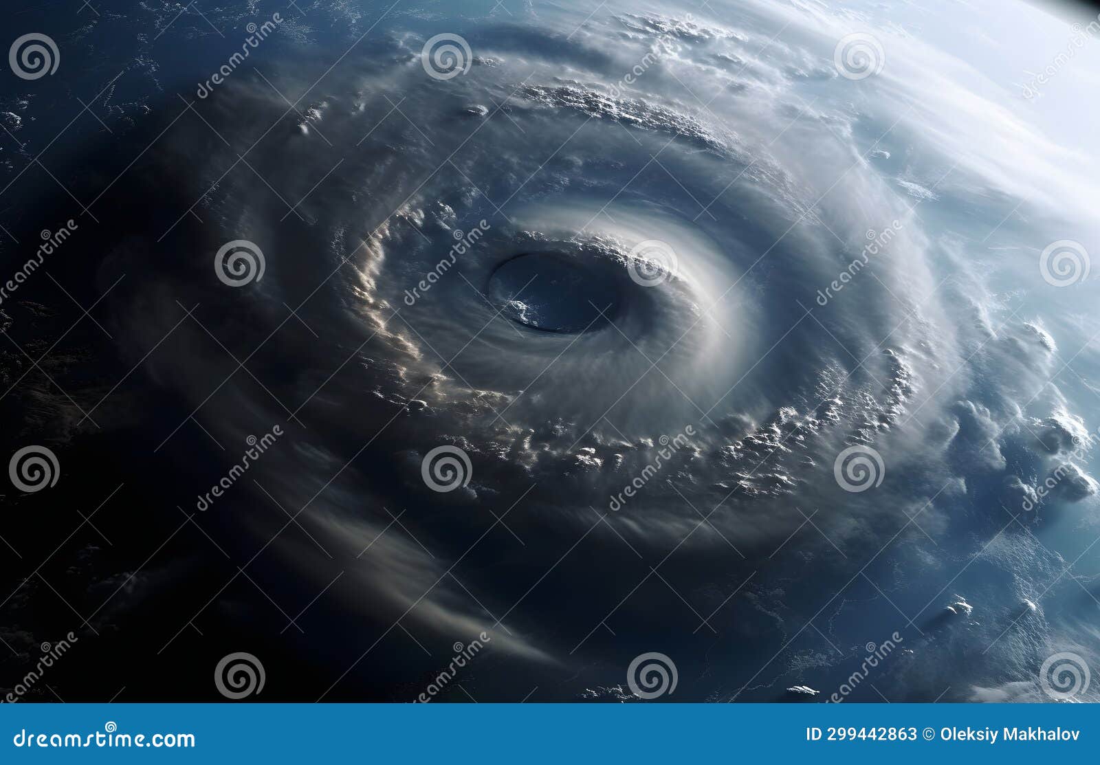 View of a Cyclone Eye from Space. Giant Hurricane Background Stock ...
