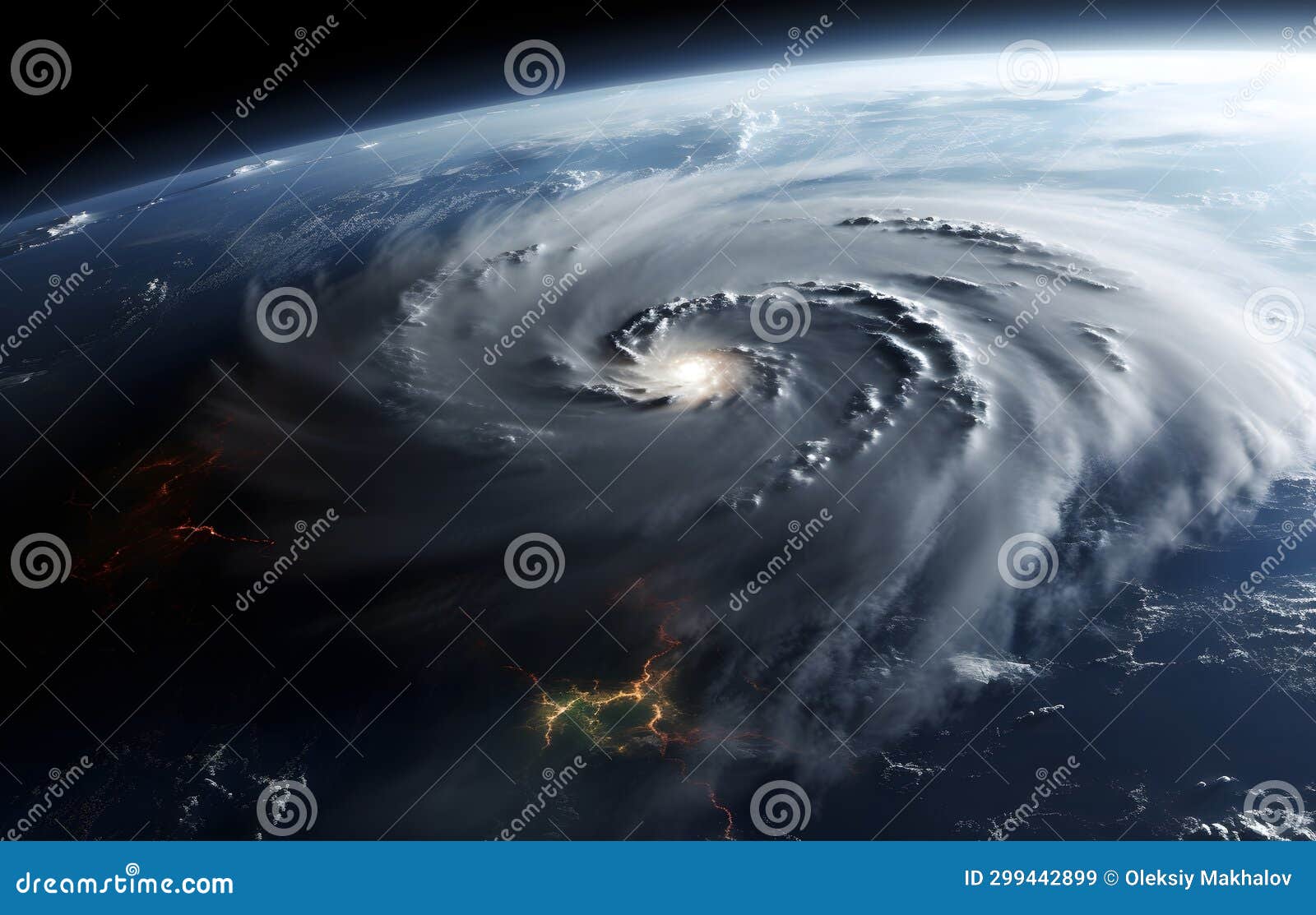 View of a Cyclone Eye from Space. Giant Hurricane Background Stock ...