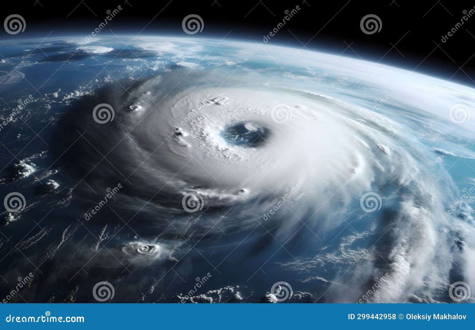 View of a Cyclone Eye from Space. Giant Hurricane Background Stock ...