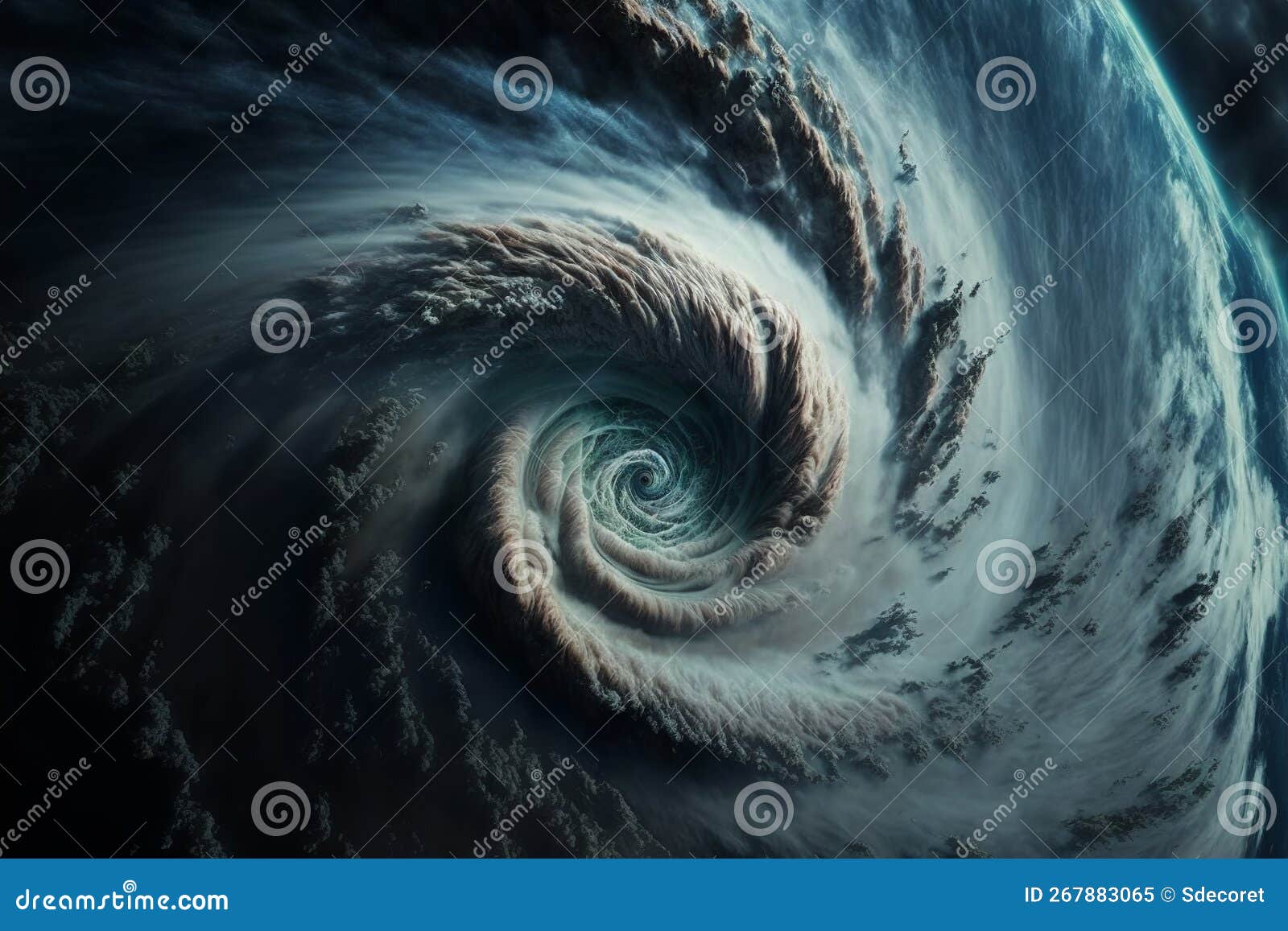 View of a Cyclone Eye from Space. Giant Hurricane Background Stock ...