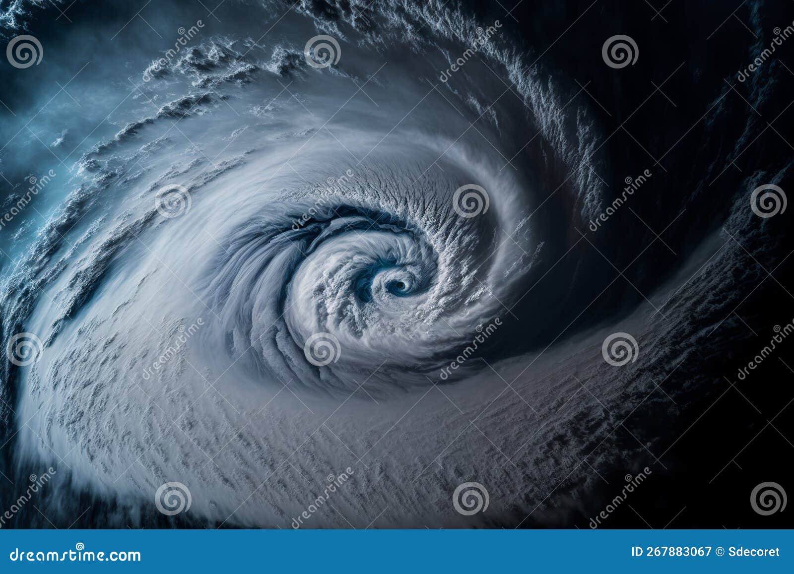 View of a Cyclone Eye from Space. Giant Hurricane Background Stock ...