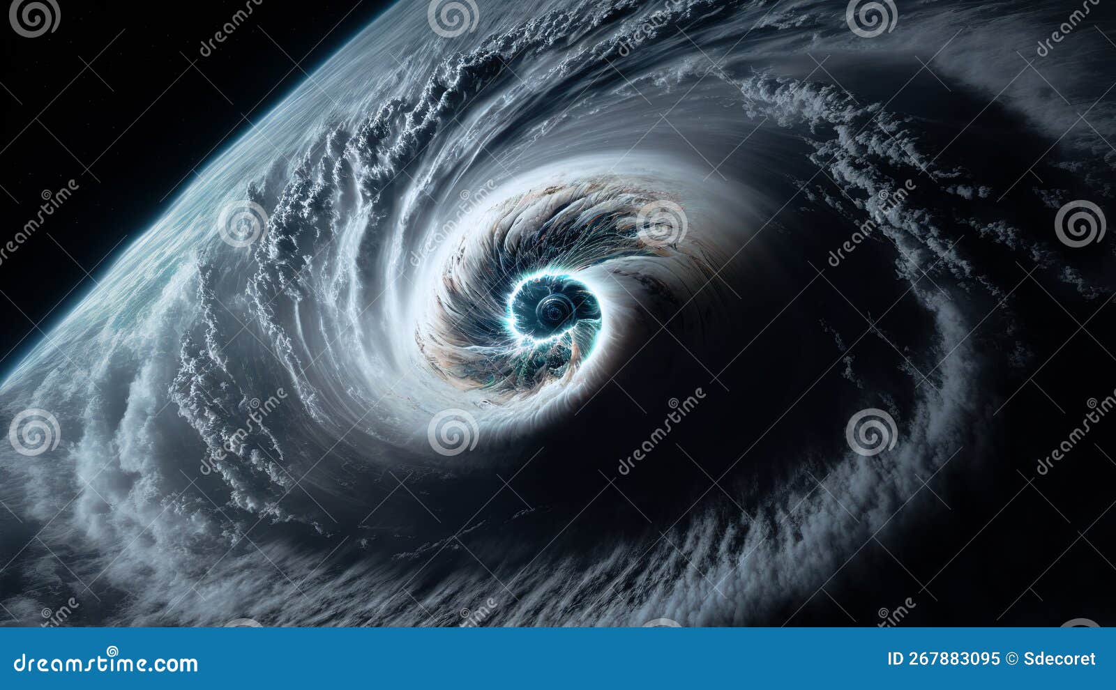 View of a Cyclone Eye from Space. Giant Hurricane Background Stock ...