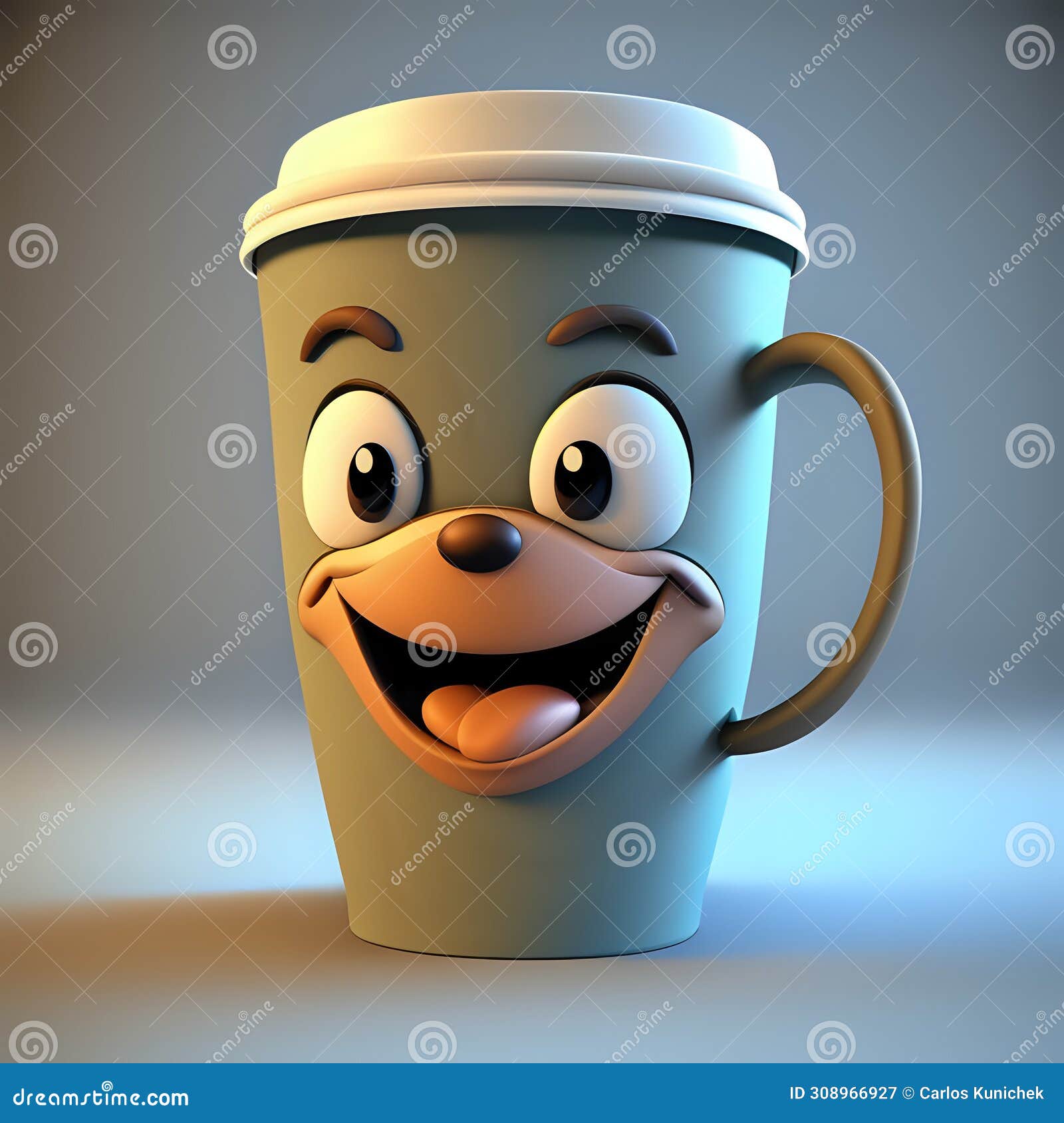 View of 3d Cartoon Animated Coffee Cup - Generated by Ai Stock ...