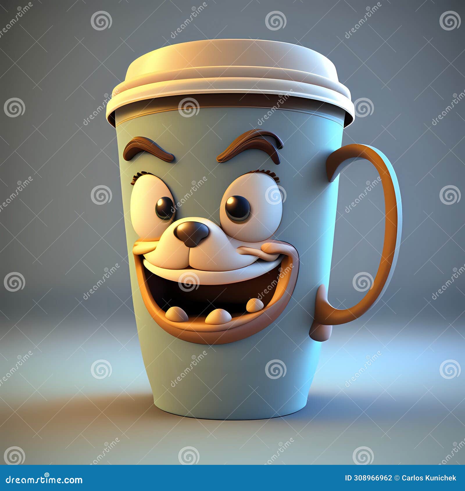 View of 3d Cartoon Animated Coffee Cup - Generated by Ai Stock ...