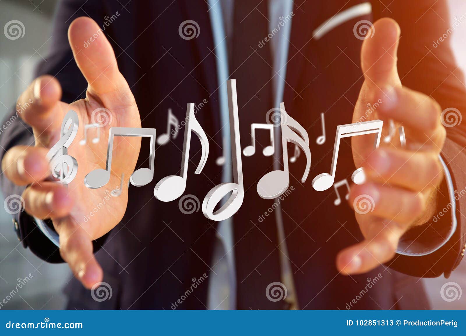3d Render Music Notes on a Futuristic Interface Stock Image - Image of ...