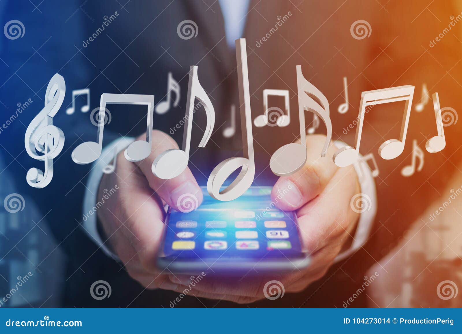 3d Render Music Notes on a Futuristic Interface Stock Photo - Image of ...
