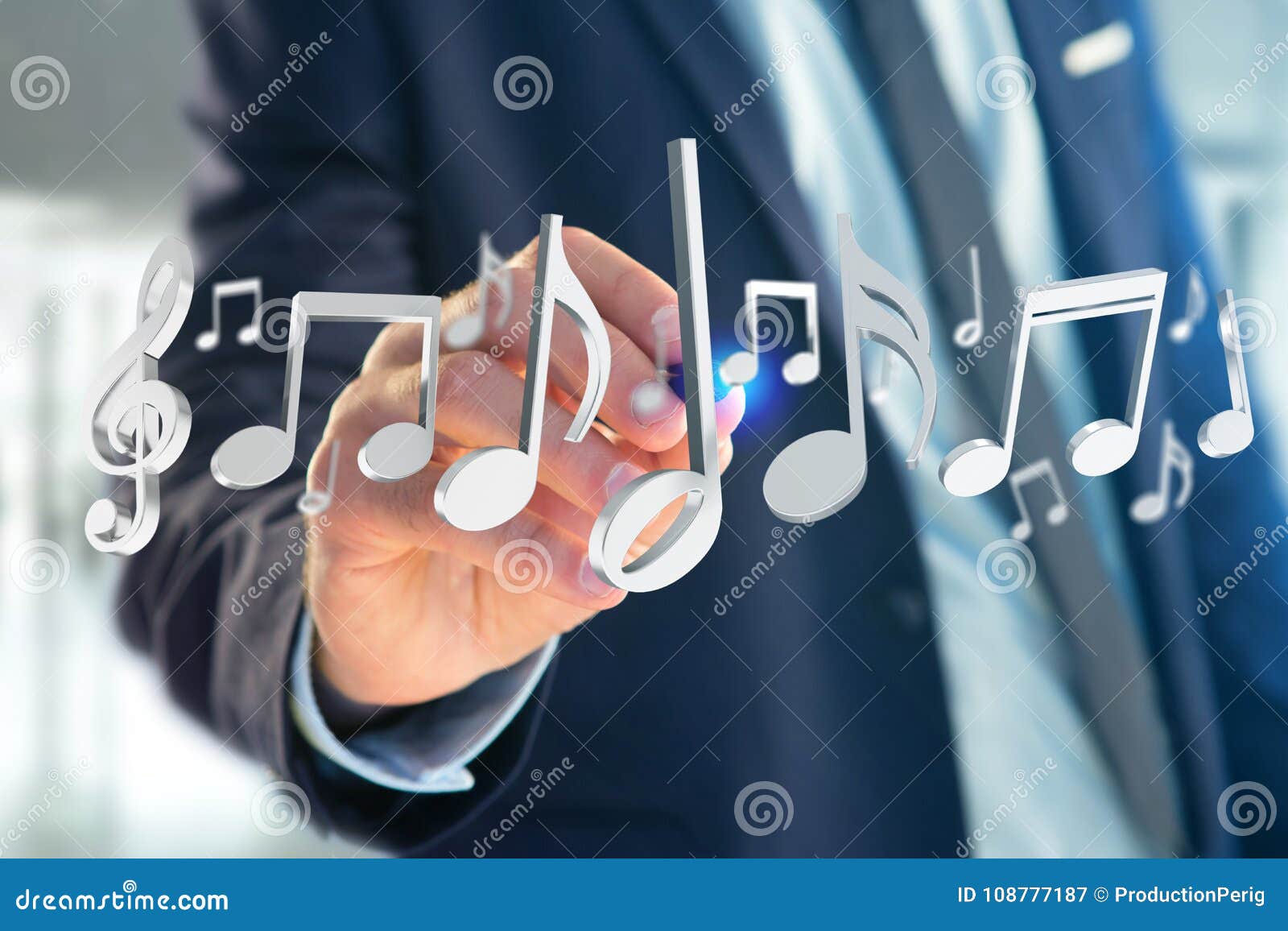 3d Render Music Notes on a Futuristic Interface Stock Image - Image of ...