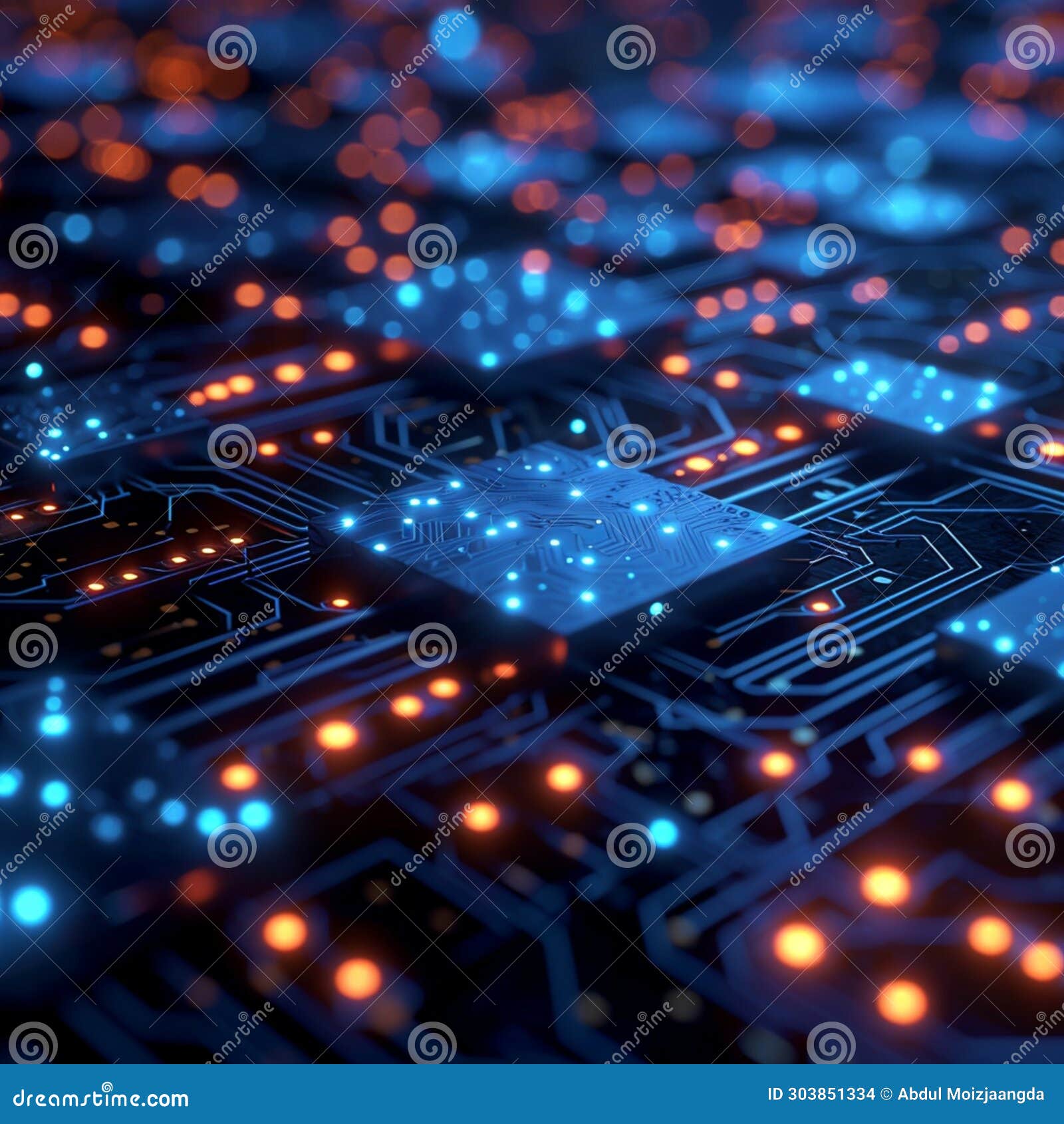 View 3D Rendering, Abstract Blue Technology, Circuit Board Background ...