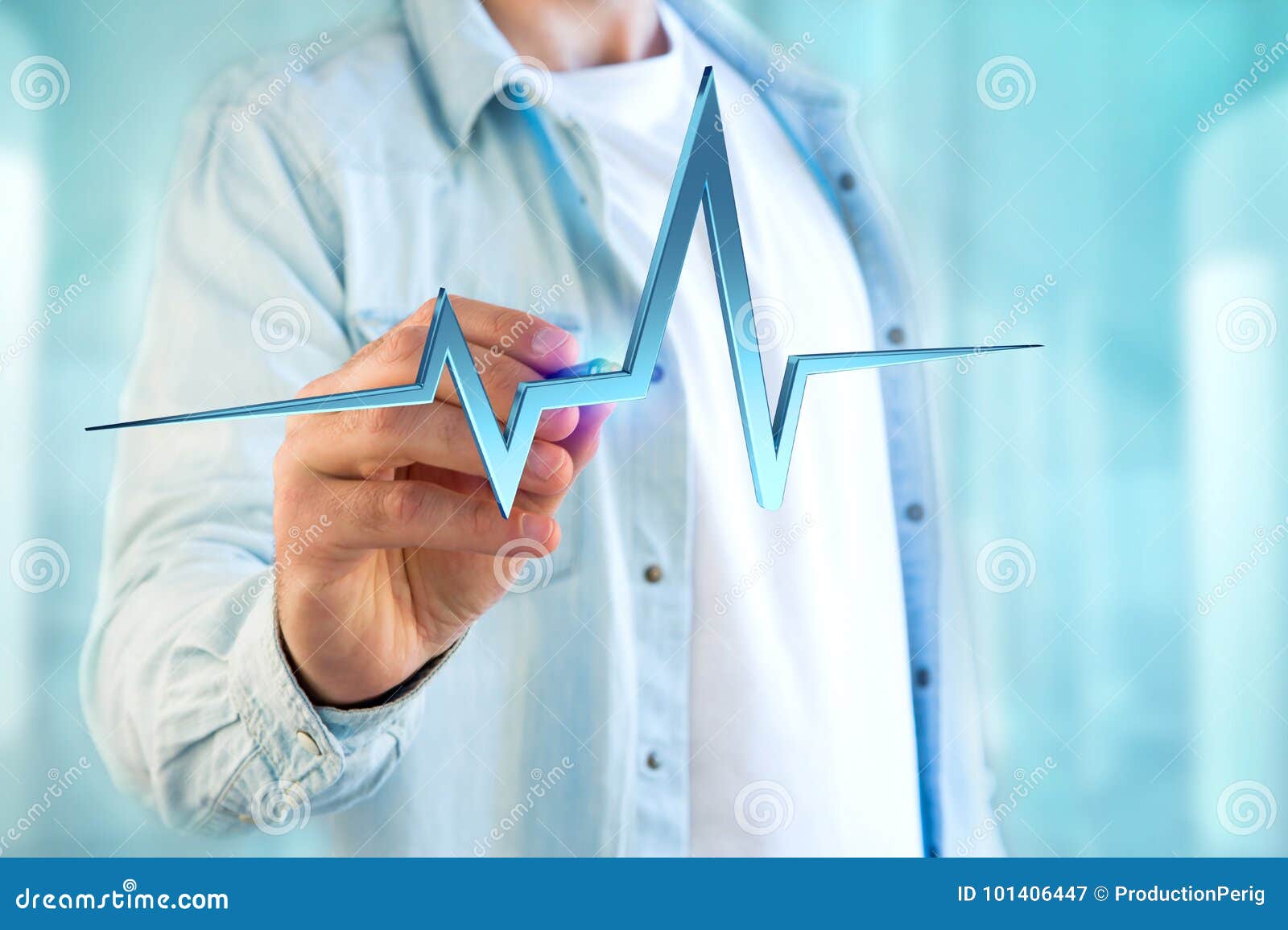 3d Rendering Heart Beat Line On A Medical Background Royalty-Free Stock ...