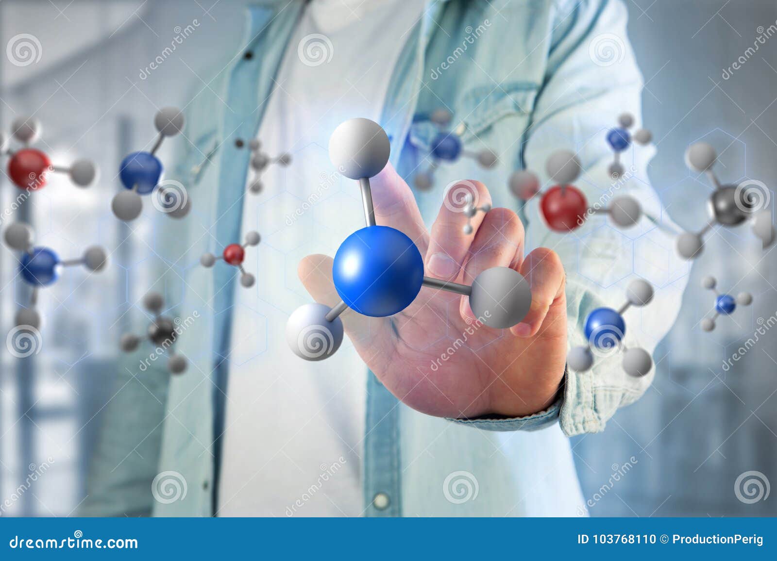 3d Rendering Molecule on a Displayed on a Medical Interface Stock Photo ...