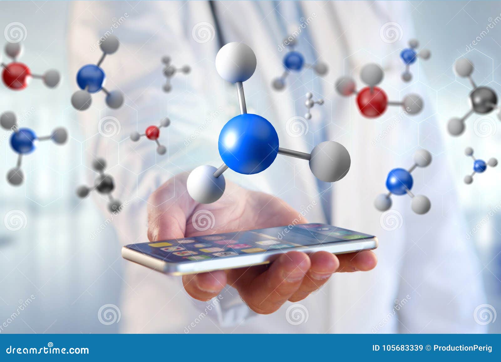 3d Rendering Molecule on a Displayed on a Medical Interface Stock Image ...