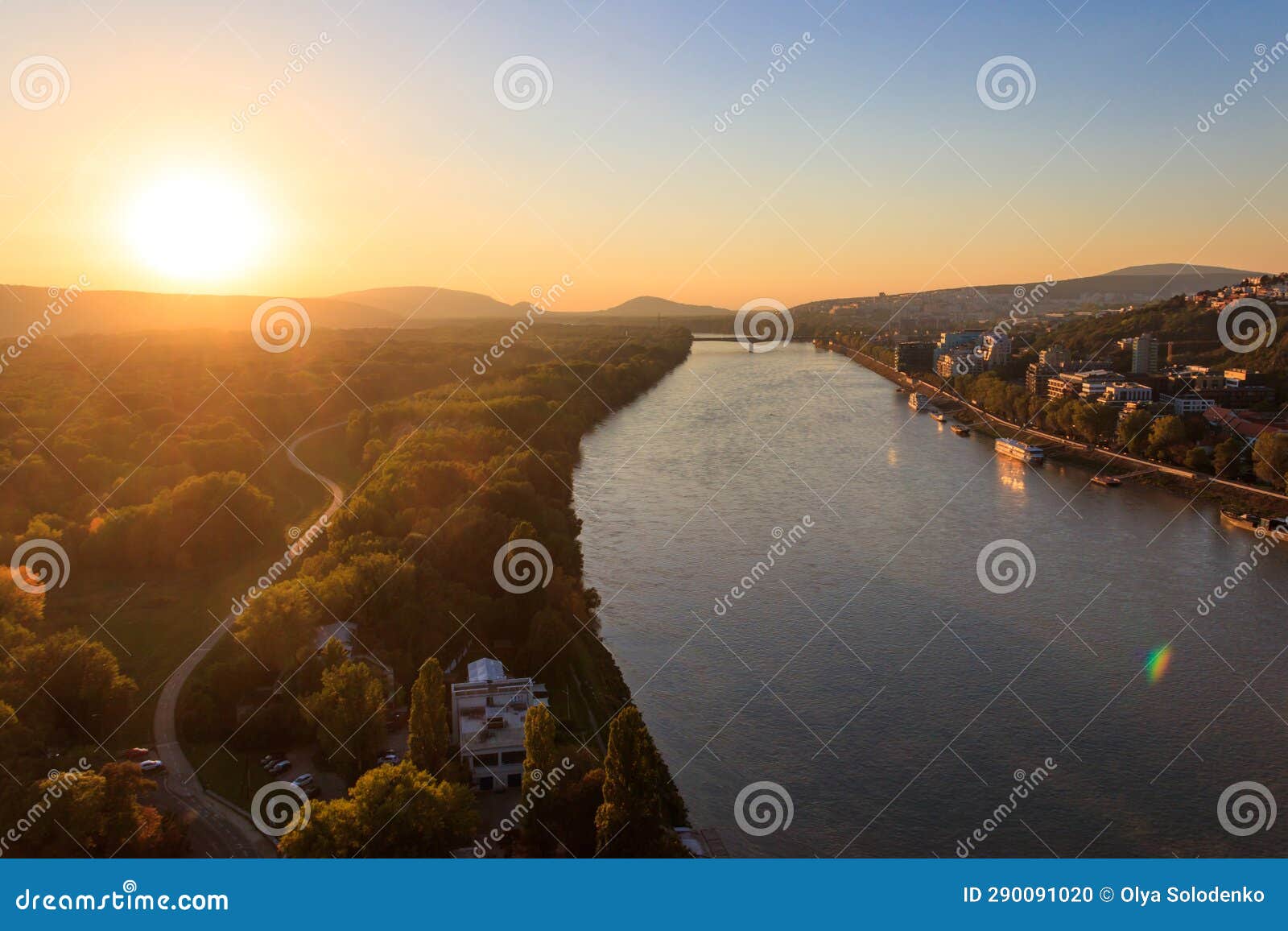 View of the Danube River from Observation Deck the Bridge in Bratislava ...