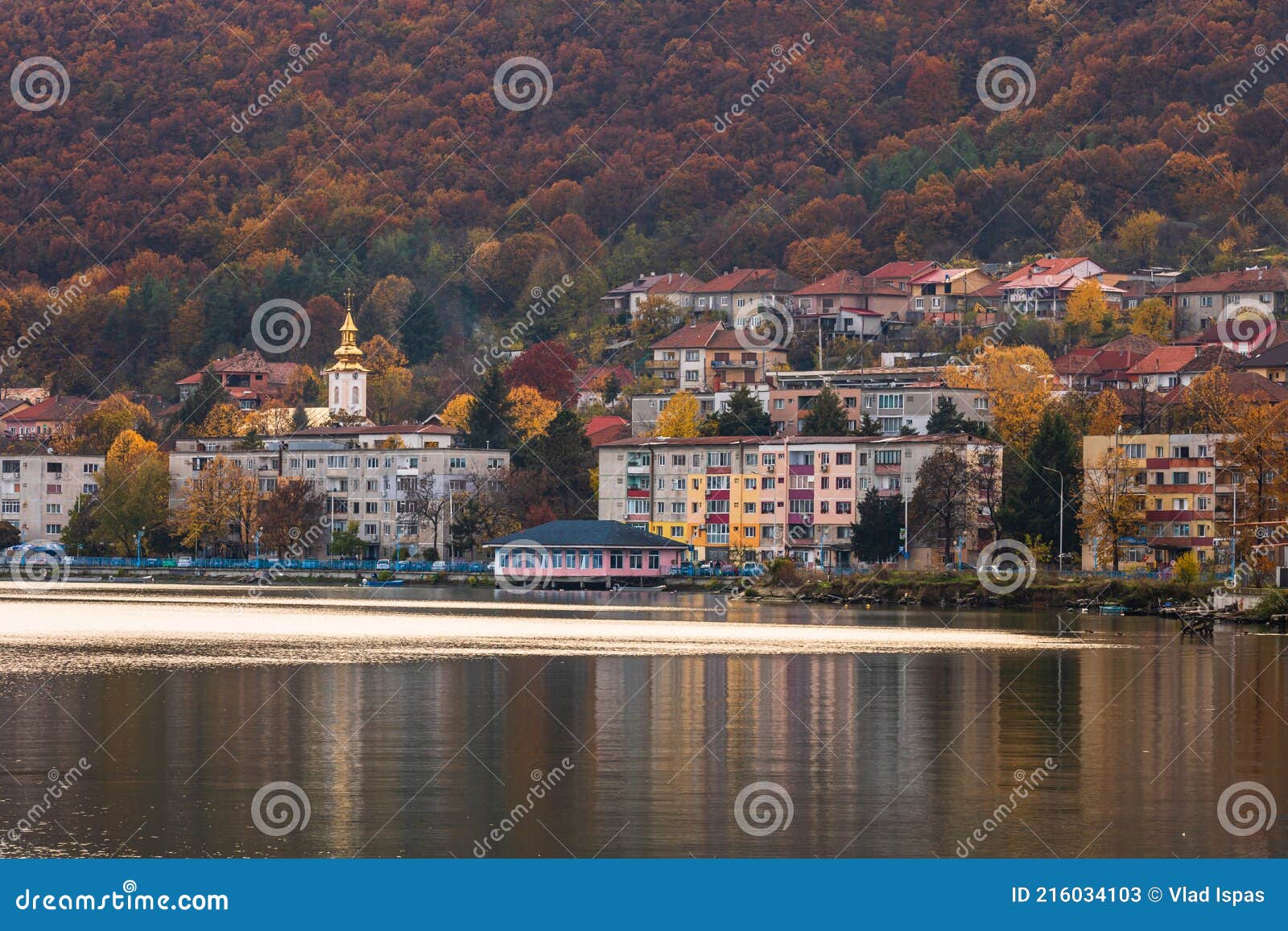 View of Danube River and Orsova City, Waterfront View. Orsova, Romania ...