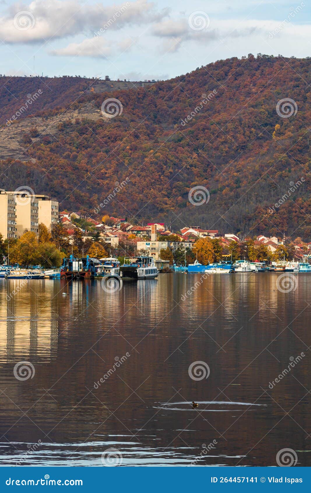 View of Danube River and Orsova City, Waterfront View. Orsova, Romania ...