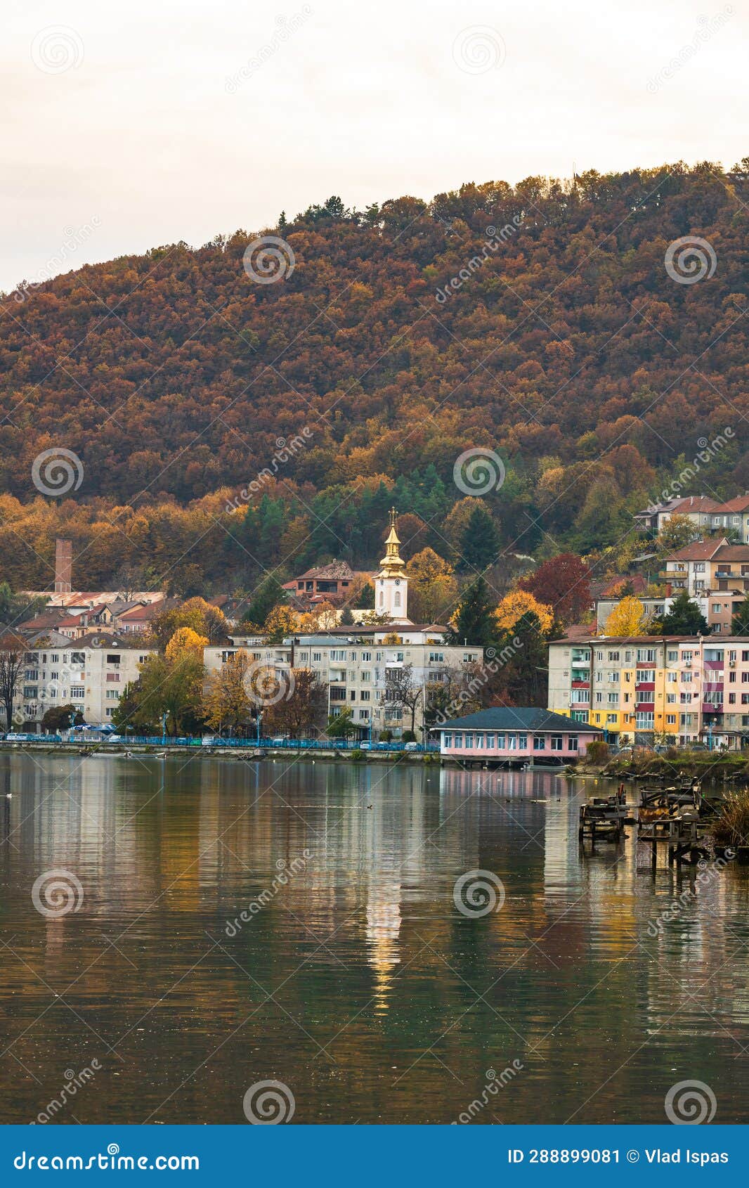 View of Danube River and Orsova City, Waterfront View. Orsova, Romania ...