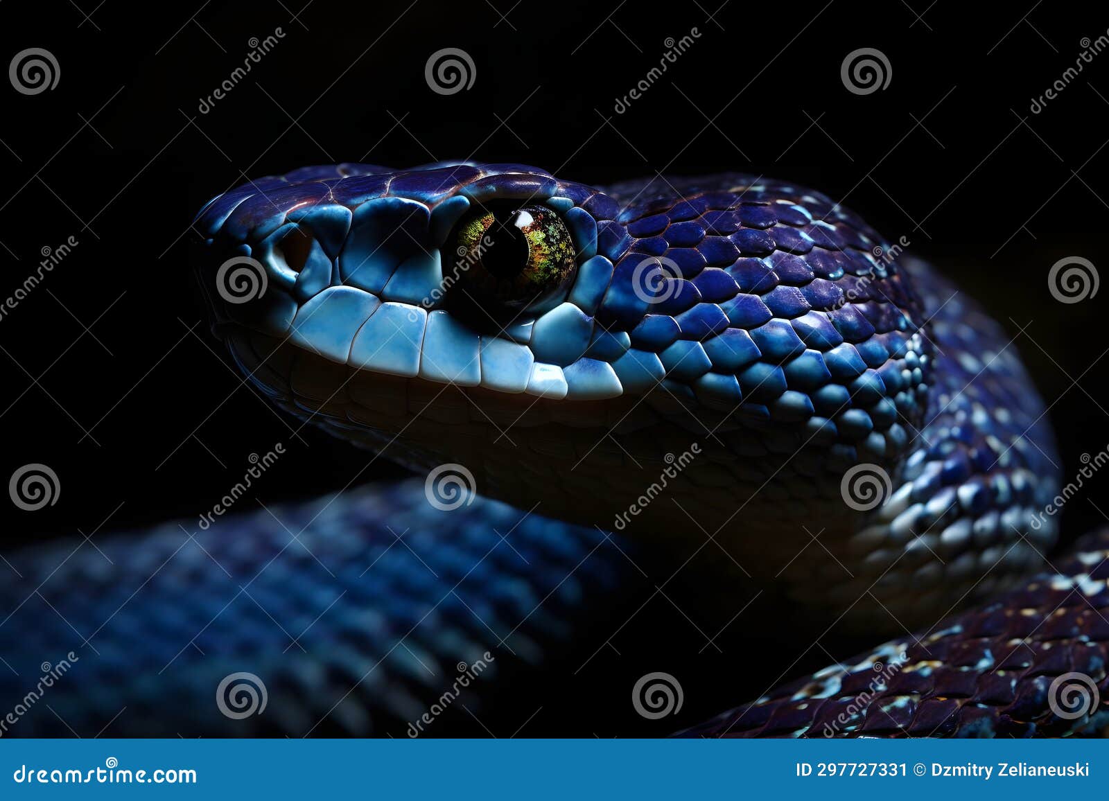 View of a Dark Blue Snake. Generative AI Stock Illustration ...