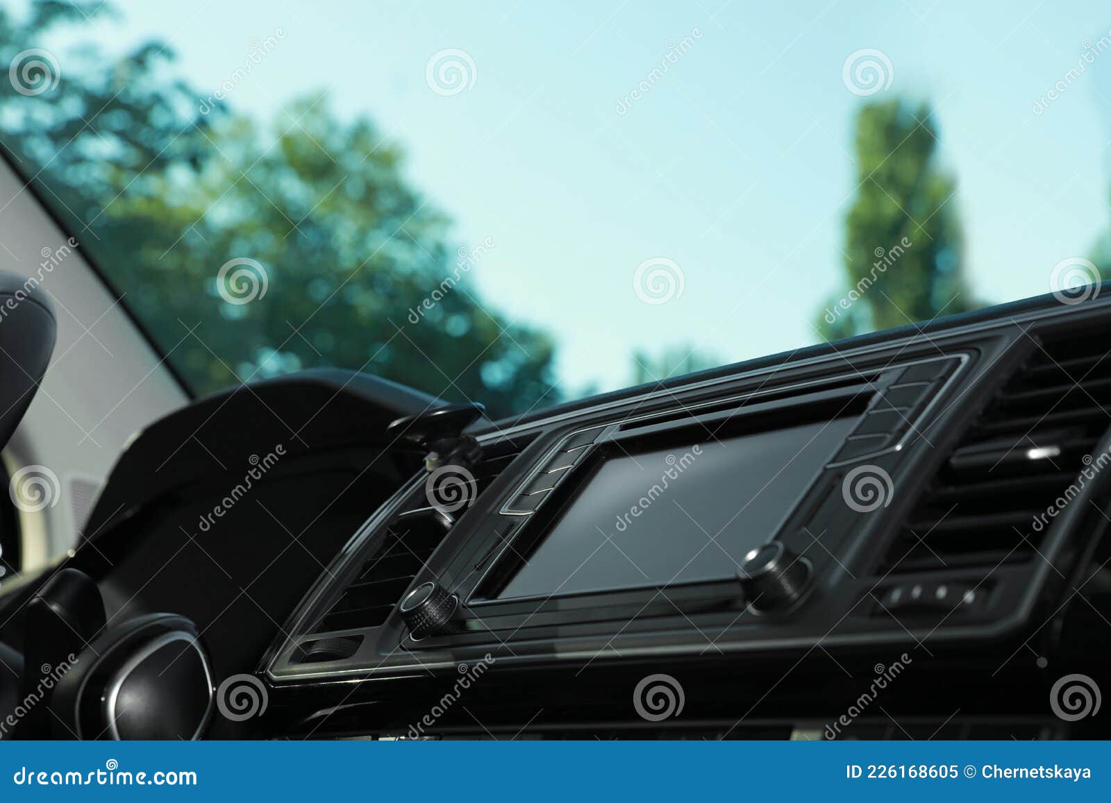 View of Dashboard with Navigation System in Modern Car Stock Image ...