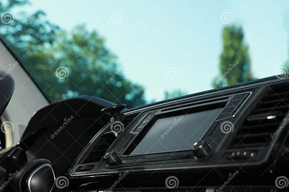 View of Dashboard with Navigation System in Modern Car Stock Image ...