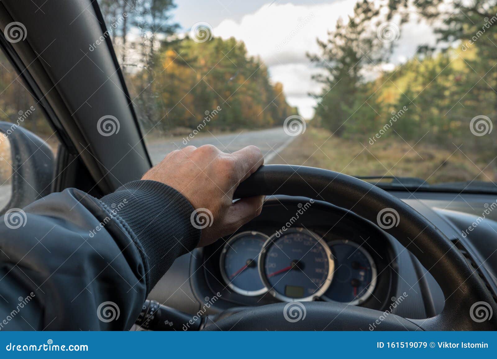 View of the Dashboard and Steering Wheel of a Car. Stock Image - Image ...