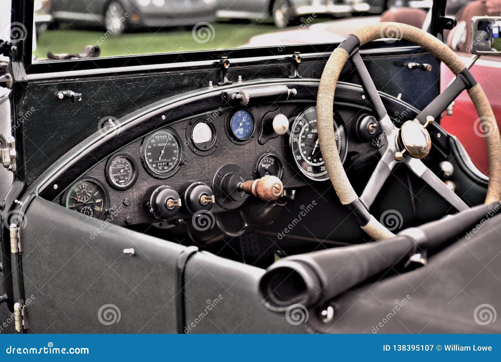 View of Dashboard and Steering Wheel of a Classic Bentley Stock Image ...
